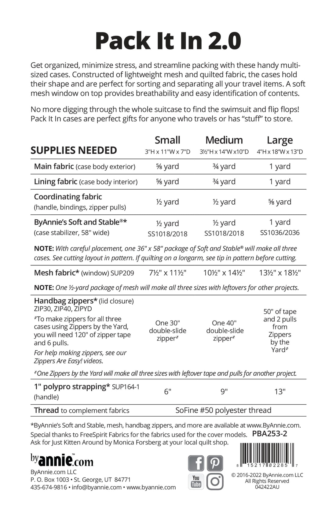 Patterns By Annie - Pack It In 2.0 – Pixie Bunny Creations